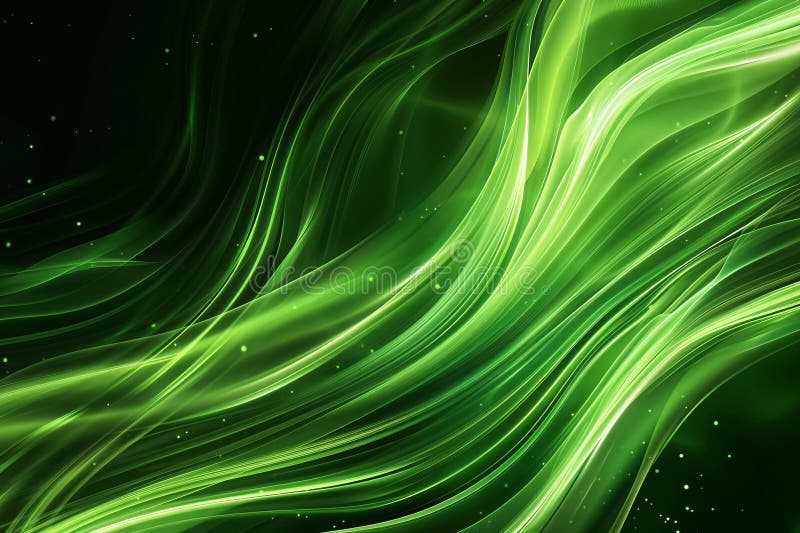 Abstract Green Light Waves and Particles Stock Illustration ...