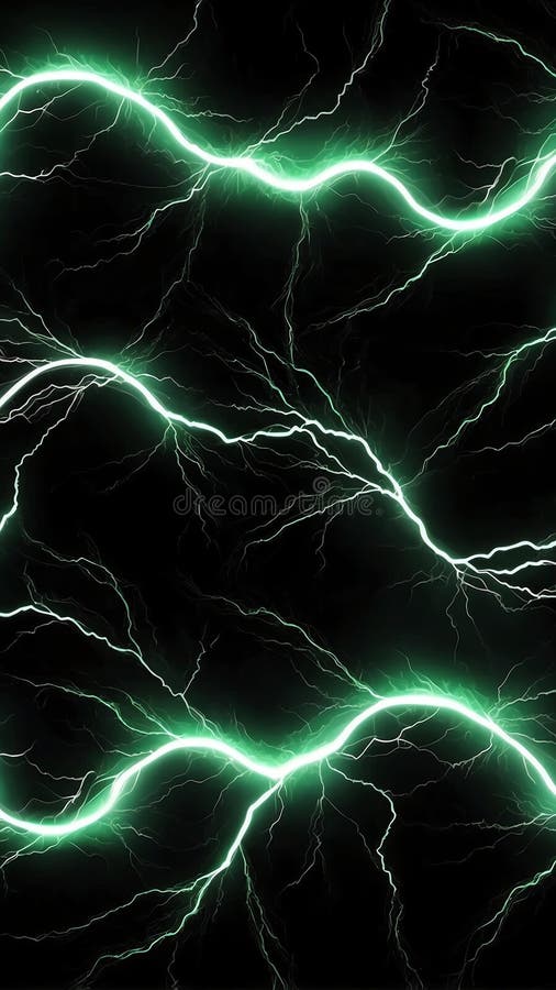 Abstract Green Lightning Design in Black Ai Generated Stock ...