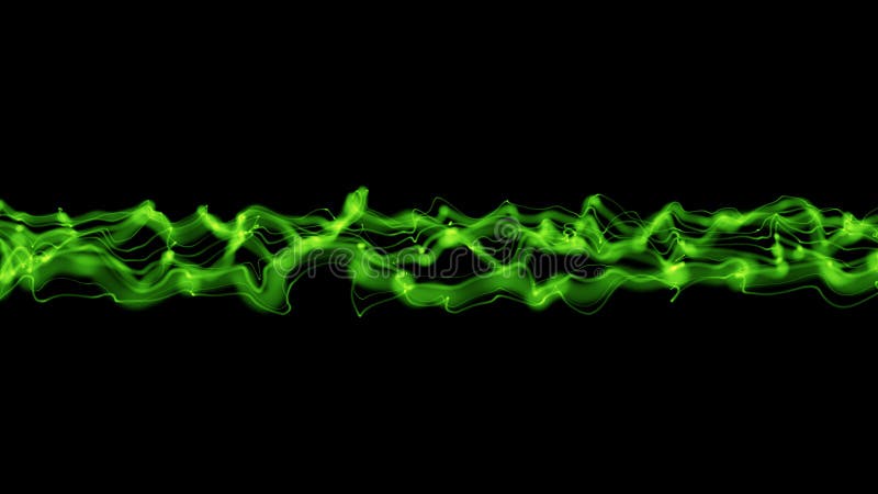 Abstract Green Line Wave Band Isolated on Black Background. 3D Render ...