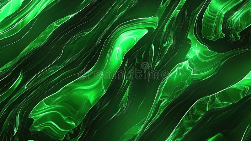 Abstract Green Liquid Flowing, Dark Background, Digital Art, Website ...