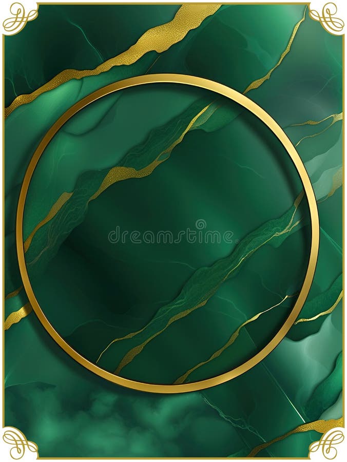 Abstract Green Marble Background with Gold Frame. Stock Illustration ...
