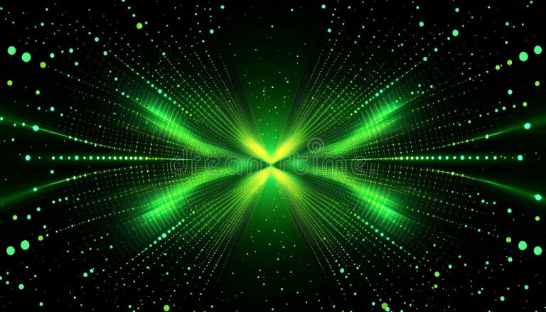Abstract Green Matrix Code Display Background with Glowing Lights and ...