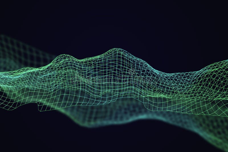 Abstract Green Mesh Terrain Background. Technology and Science Concept ...