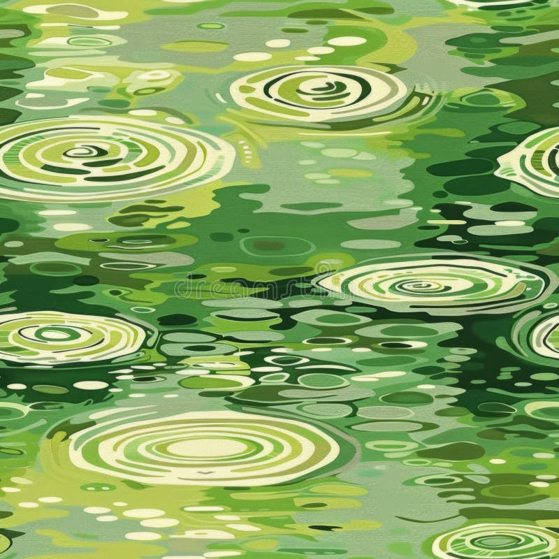 Abstract Green Nature-Inspired Swirls and Dots Pattern Stock Image ...