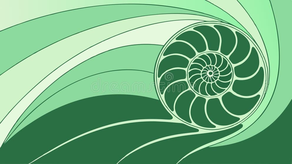 Abstract Green Nautilus Spiral, Organic Pattern Design, Vector Design Generative AI Stock Vector ...