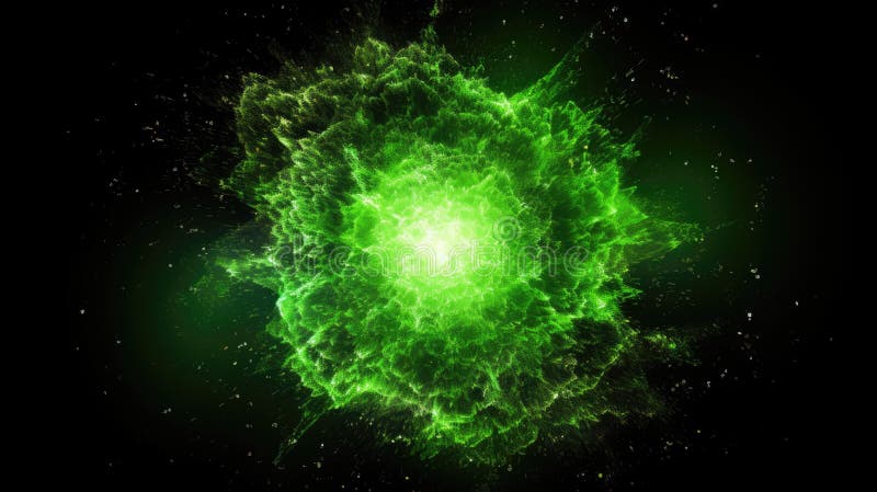 Abstract Green Nebula Explosion in Space Stock Photo - Image of glow ...