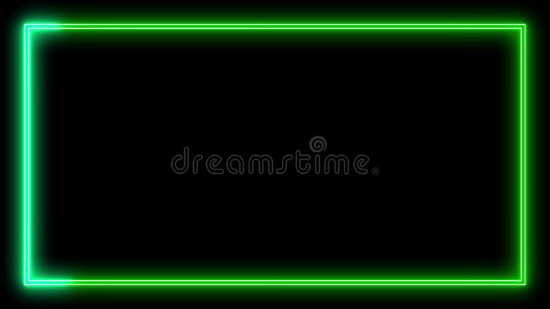 Abstract Green Neon Light Rectangle Frame Loading Icon Background in ...