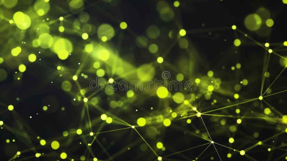 Abstract Green Network Background, Digital Connection, Technology ...