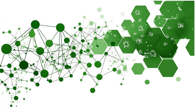 Abstract Green Network Connection: Hexagon and Node Structure. Ideal ...