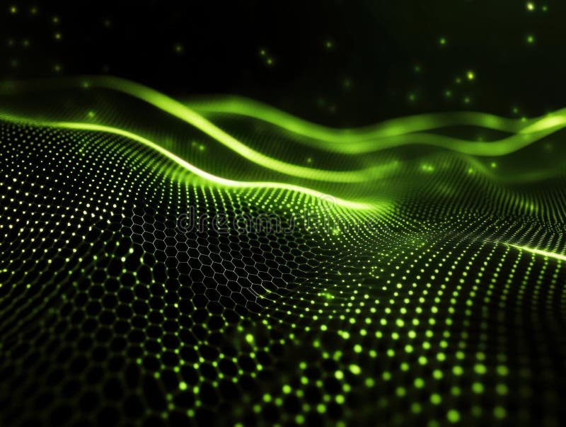 Abstract Green Network, Hexagon Waves Flow Dynamically in Digital Space ...