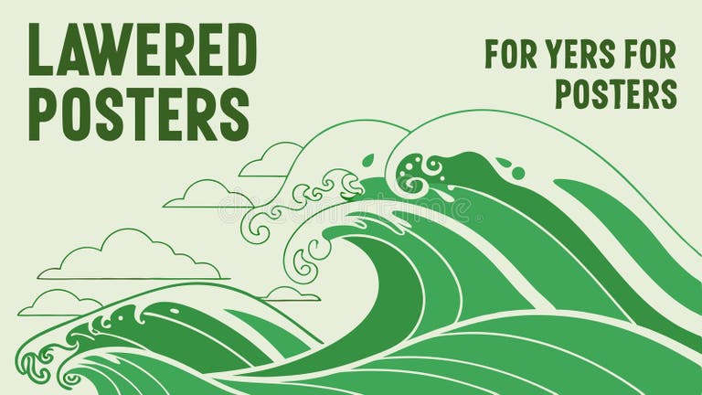 Abstract Green Ocean Wave Posters Template, Vector Design Generative AI Stock Vector ...