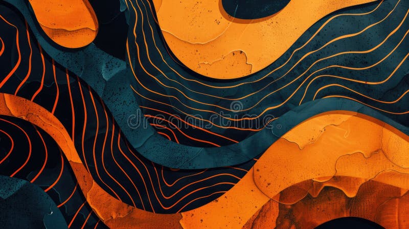 Abstract Green and Orange Flowing Lines with Topographic Elements ...
