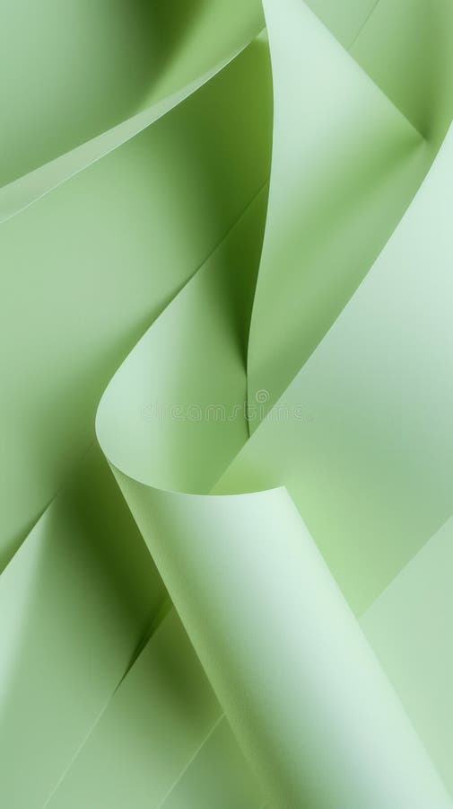 Abstract Green Paper Curves, Minimalist Design Background, Top View ...
