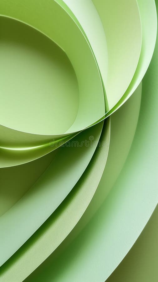 Abstract Green Paper Curves, Minimalist Design Background, Top View ...