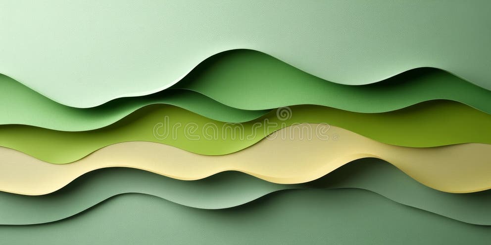 Abstract Green Paper Cutout Background with Wave Patterns, Gradient ...