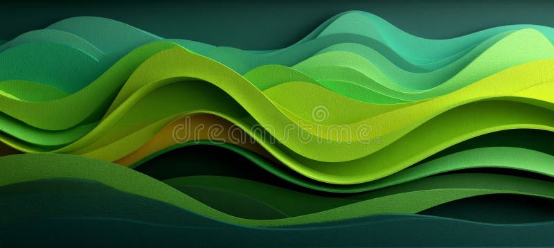 Abstract Green Paper Cutout Muted Avocado and Fresh Lime Wave Patterns ...