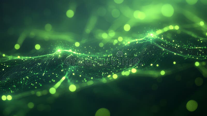 Abstract Green Particle Flow Background Stock Illustration ...