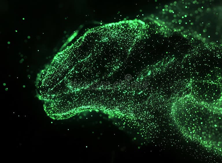 Abstract Green Particle Flow, Dynamic AI Art High Quality Image Stock ...