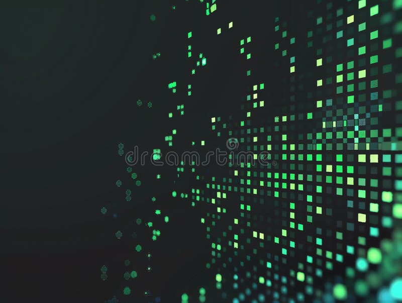 Abstract Green Pixel Pattern Background Digital Art Technology and ...