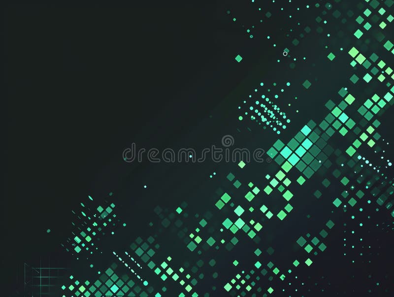 Abstract Green Pixel Pattern Background Digital Art Technology and ...