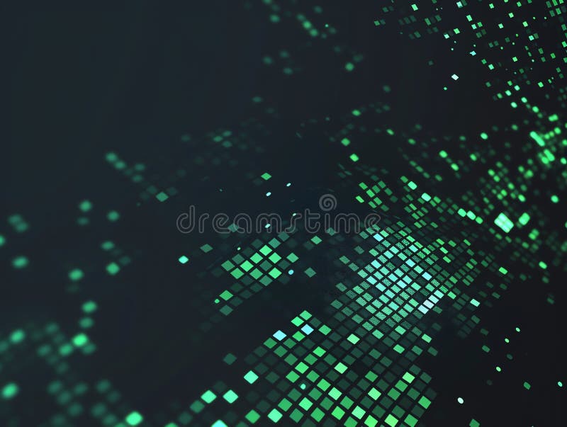 Abstract Green Pixelated Pattern on Dark Background Stock Image - Image ...