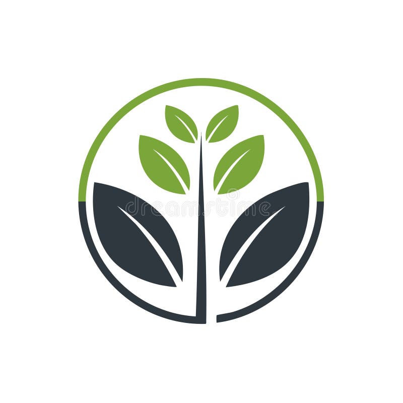 Abstract Green Plant Logo Design, Leaf Symbol within a Circle Shape Stock Vector - Illustration ...