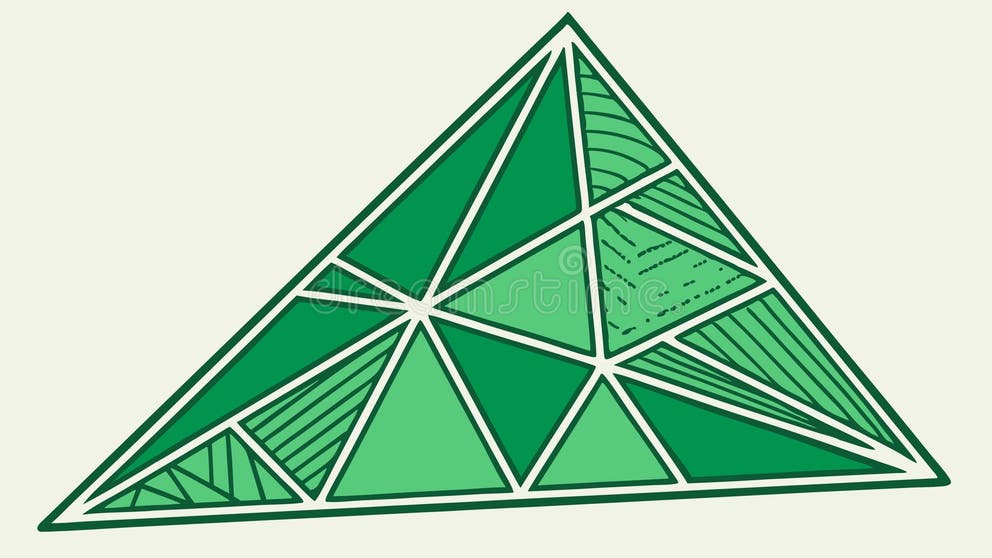 Abstract Green Pyramid, Geometric Stability, Layered Design, Vector ...