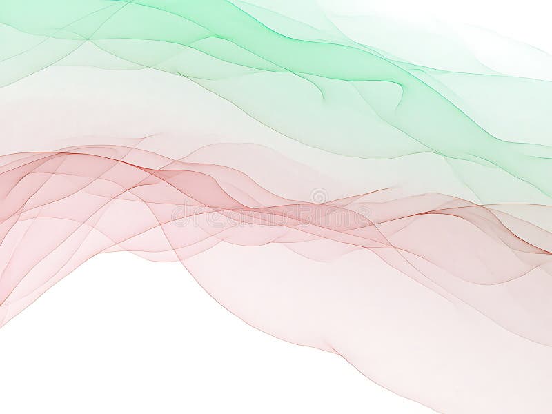 Abstract Green and Red Flowing Wave Patterns on a Minimalistic White ...
