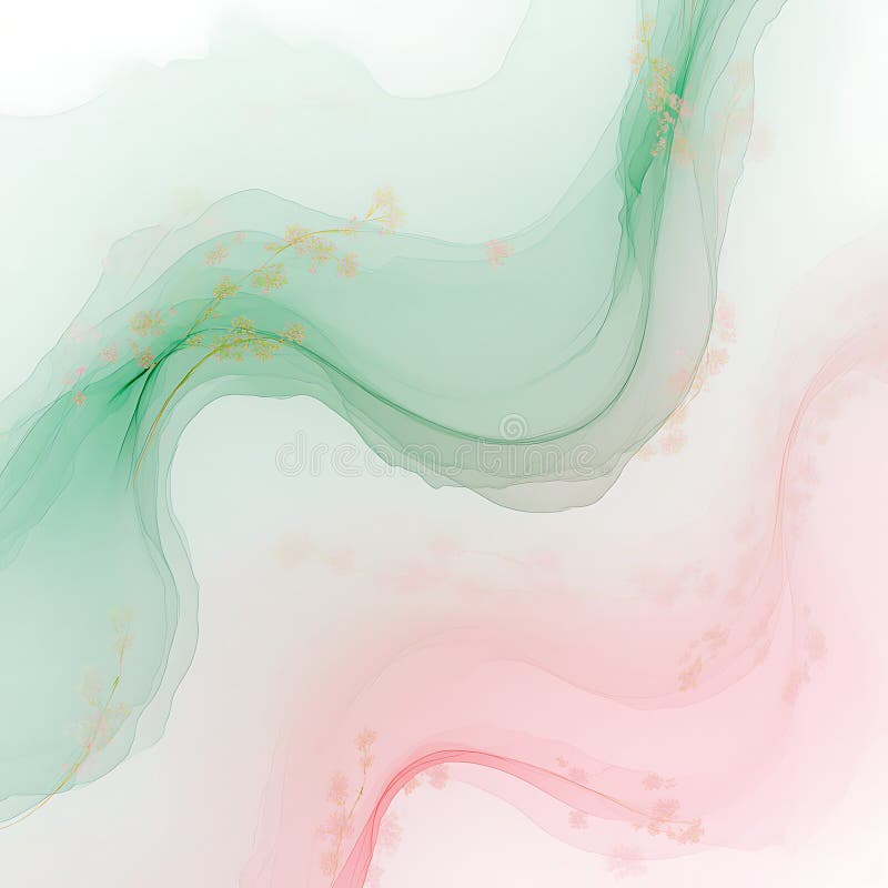 Abstract Green and Red Flowing Wave Patterns on a Minimalistic White ...