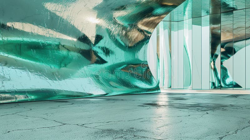 Abstract Green Reflective Interior Design Stock Image - Image of ...