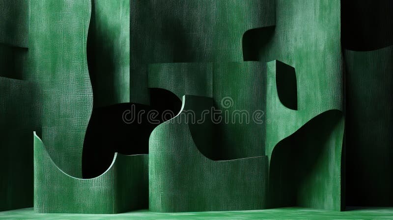 Abstract Green Shapes Create a Textured, Layered Composition with ...