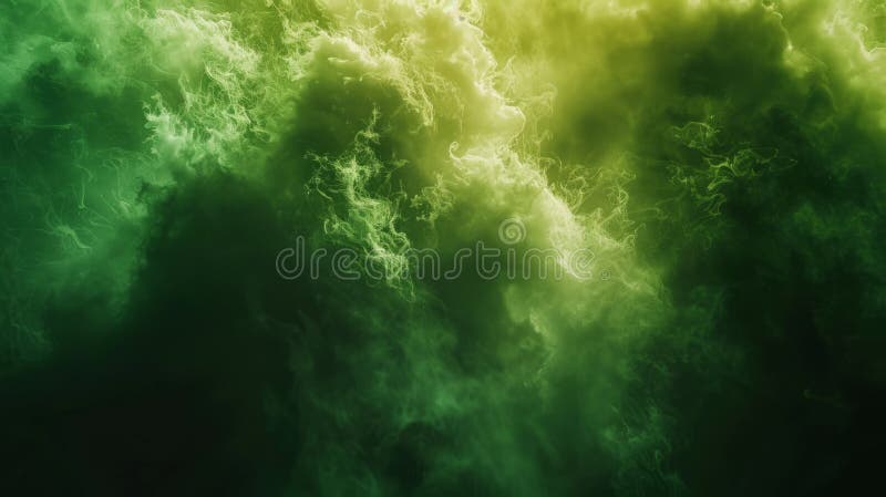 Abstract Green Smoke Background, Dramatic Cloudscape, Toxic Mist, Green ...