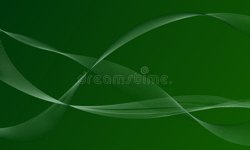 Abstract Green Smooth Lines Wave Curves on Gradient Background Stock ...