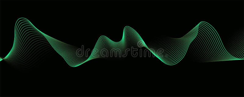 Abstract Green Smooth Wave on a Dark Background. Dynamic Sound Wave ...