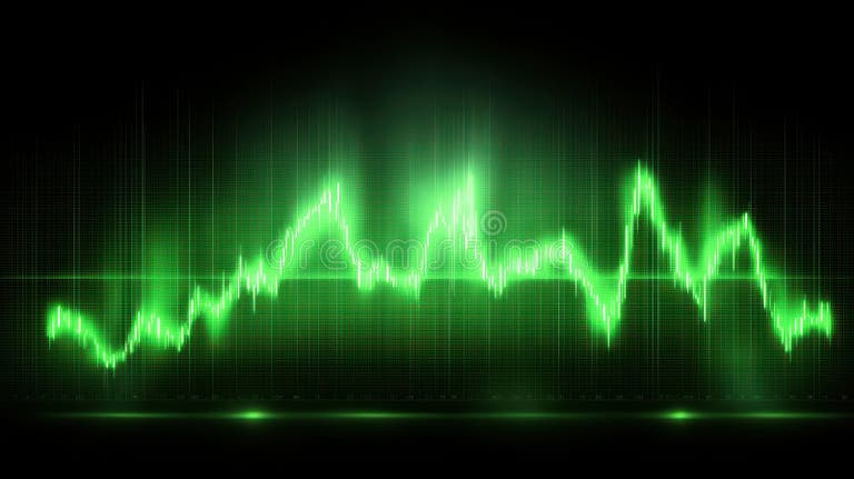 Abstract Green Sound Wave on Dark Background, Digital Audio ...