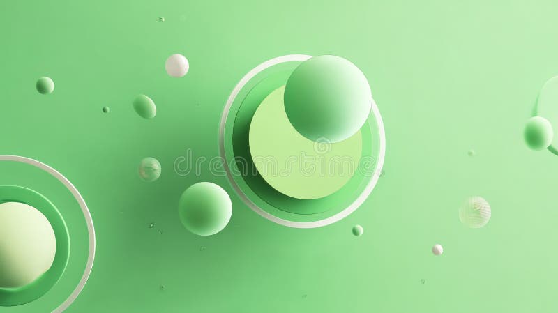 Abstract Green Sphere Composition: Minimalist 3D Render of Floating ...