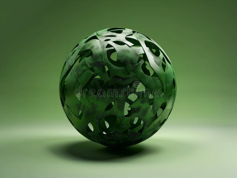 Abstract Green Sphere with Cutout Patterns Stock Image - Image of ...