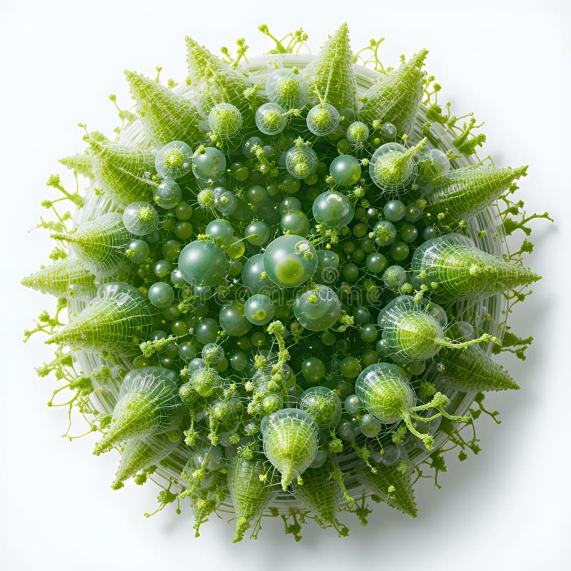 Abstract Green Spherical Structure Digital Art Stock Illustration ...