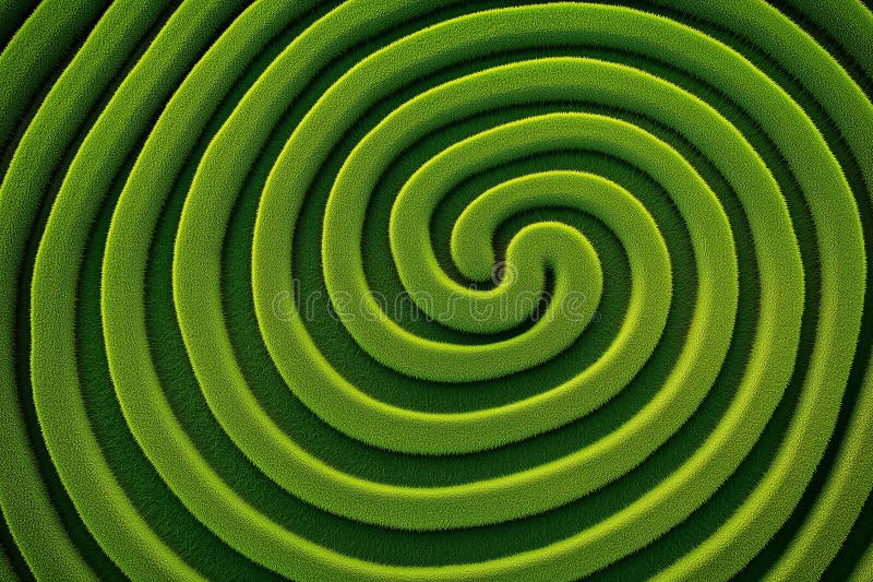 Abstract Green Spiral Pattern with Layered Curves and Depth Stock ...