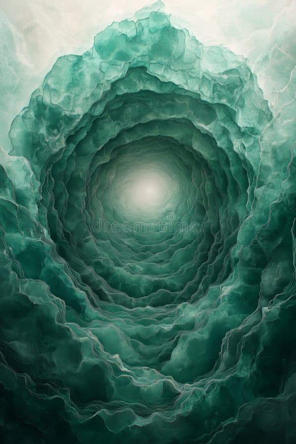 Abstract Green Spiral Vortex with Layered Textures and Ethereal Light ...