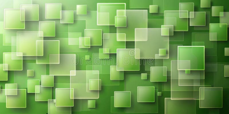 Abstract Green Square Geometric Pattern Design with Overlapping Layers and Gradient Shades ...