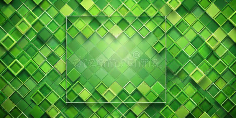 Abstract Green Square Pattern Background with Central Frame. Generative AI Stock Illustration ...