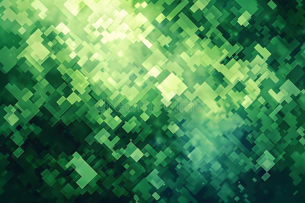 Abstract Green Square Pixel Art, a Dynamic Visual Exploration of Geometric Shapes and Light ...