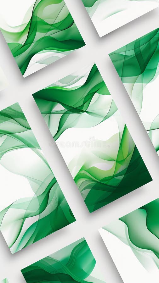Abstract Green Squares and Rectangles, Dynamic Composition, Festive ...