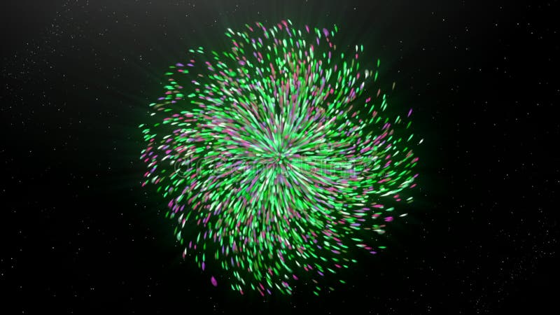 Abstract Green Star Explosion in Black Outer Space. Motion Stock ...