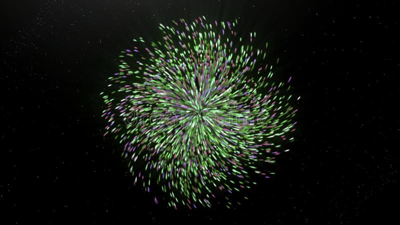 Abstract Green Star Explosion in Black Outer Space. Motion Stock ...