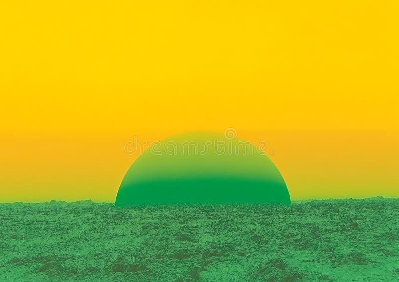 Abstract Green Sun Landscape Digital Art Yellow Gradient Background Sky ...