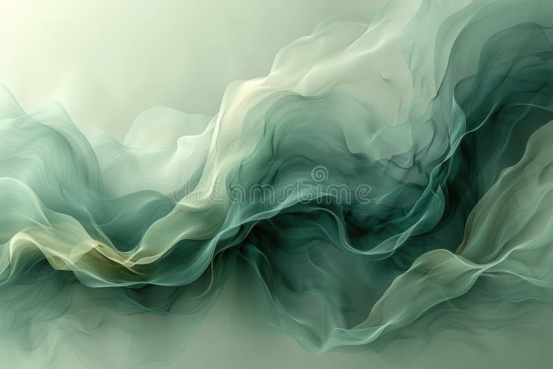 Abstract Green and Teal Flowing Fabric Design Stock Illustration ...
