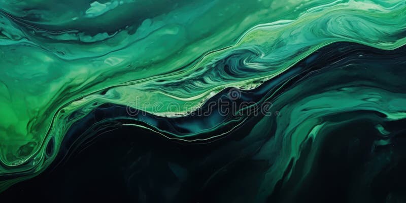 Abstract Green and Teal Fluid Art Painting with Swirling Patterns Stock ...