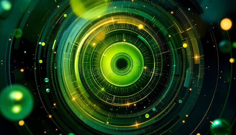 Abstract Green Tech Background with Circular Design Stock Illustration ...